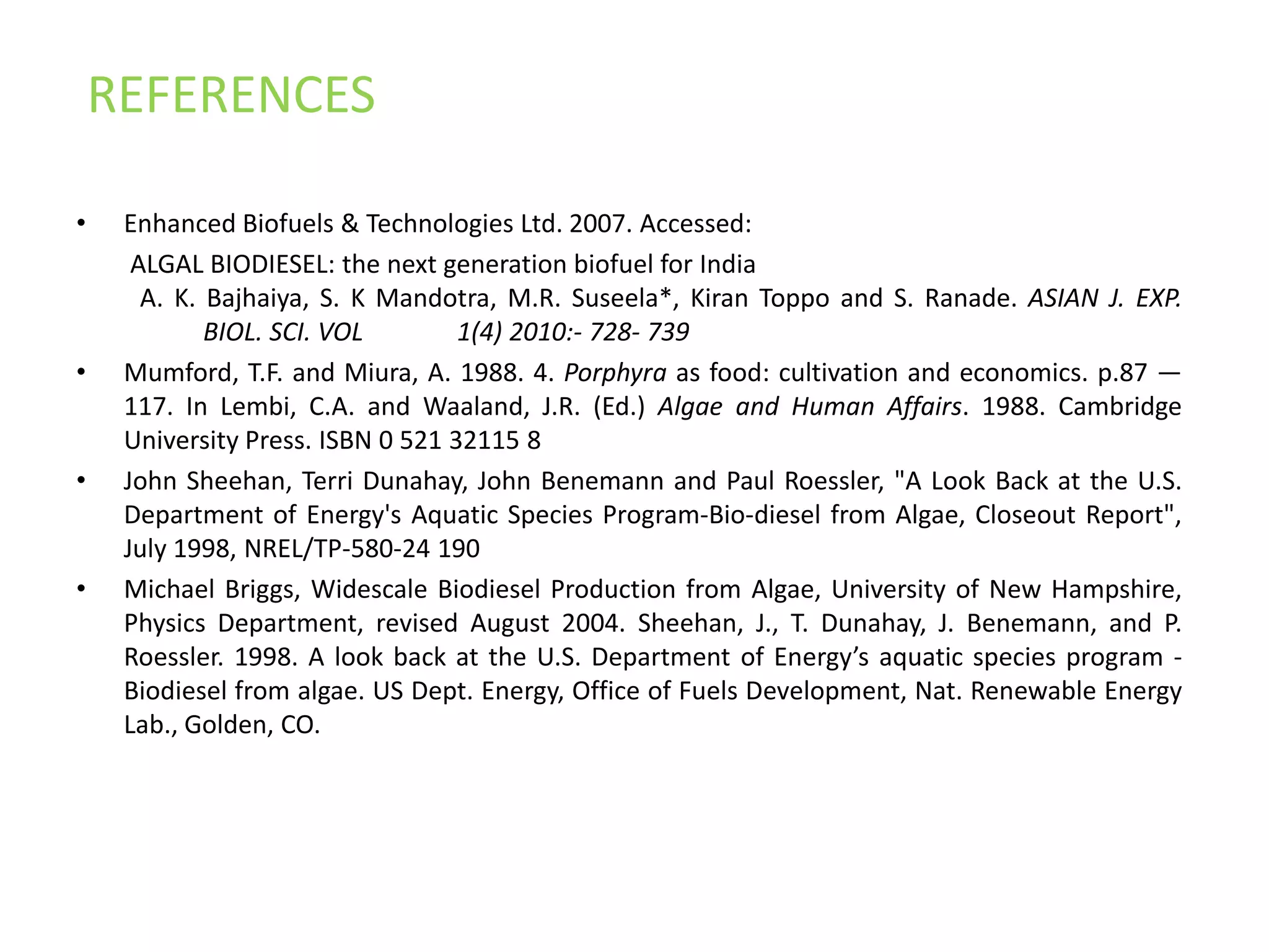 Biofuel production from algae | PPT