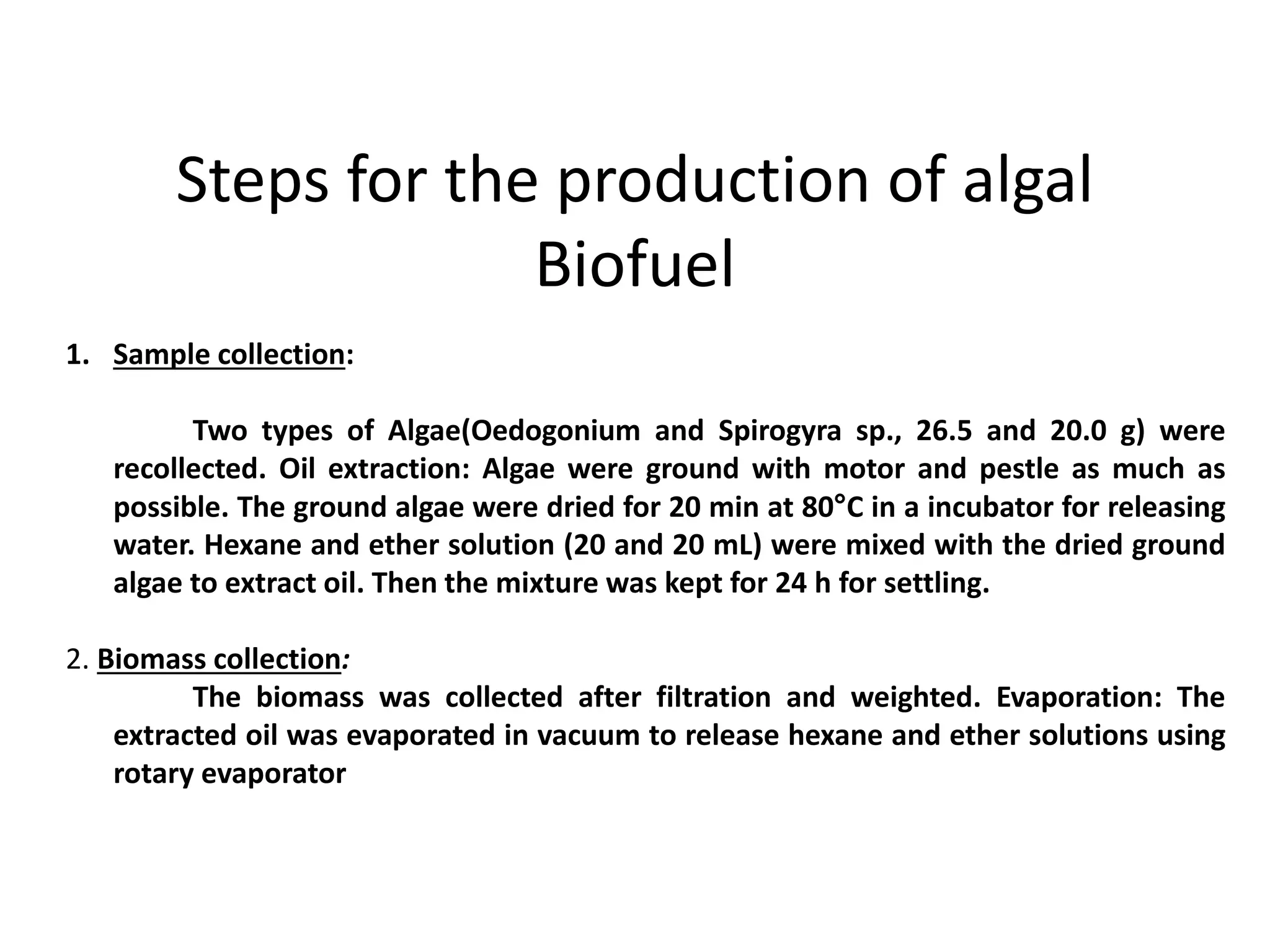 Biofuel production from algae | PPT