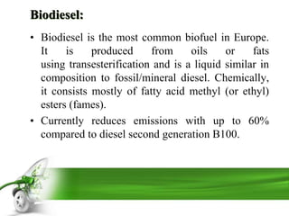 Biofuels, Their Types, Their Classification | PPTX