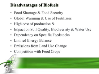 Biofuels, Their Types, Their Classification | PPTX