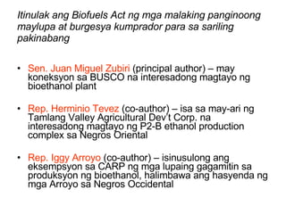 Epekto ng produksyon ng biofuels sa Pilipinas | PPT