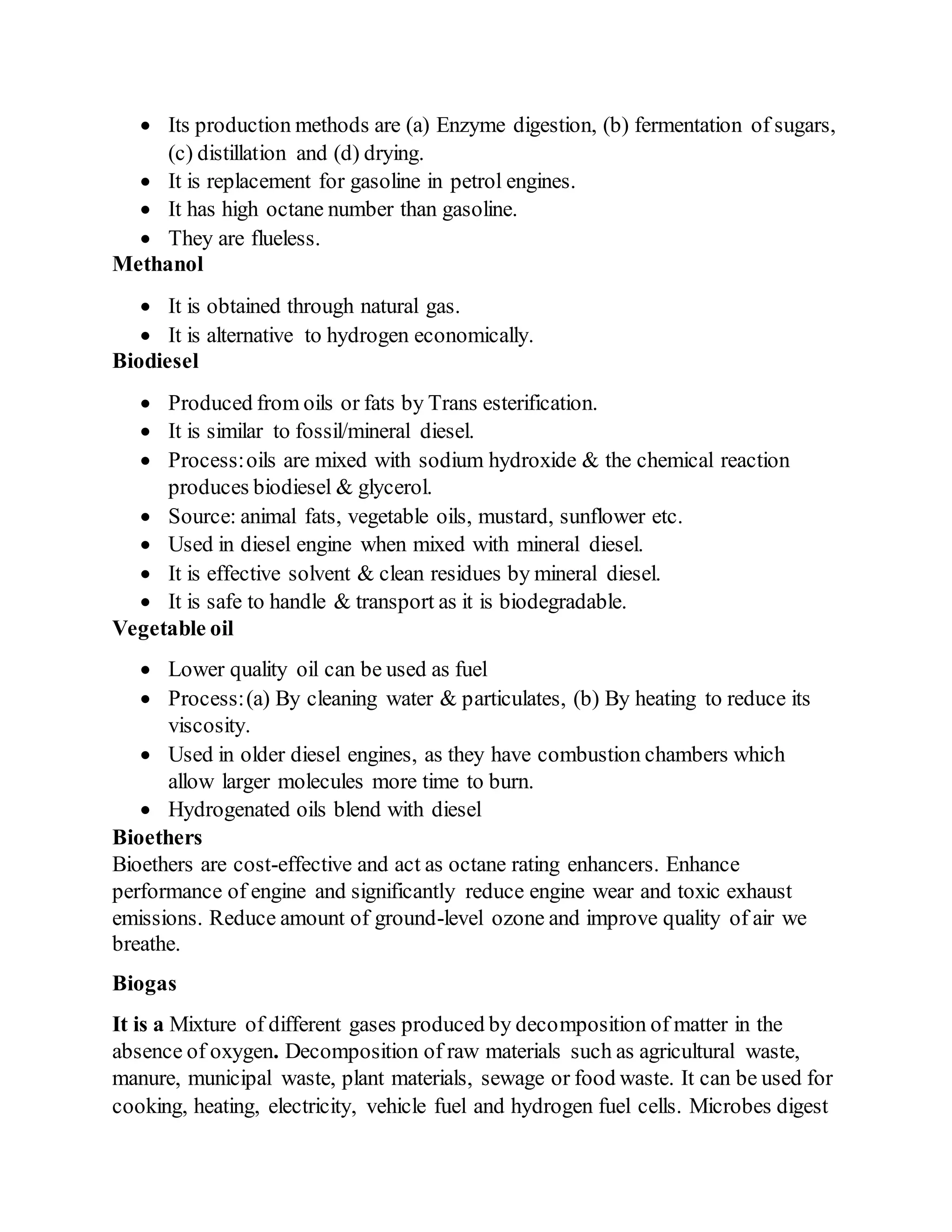 Biofuels, production and types | DOCX