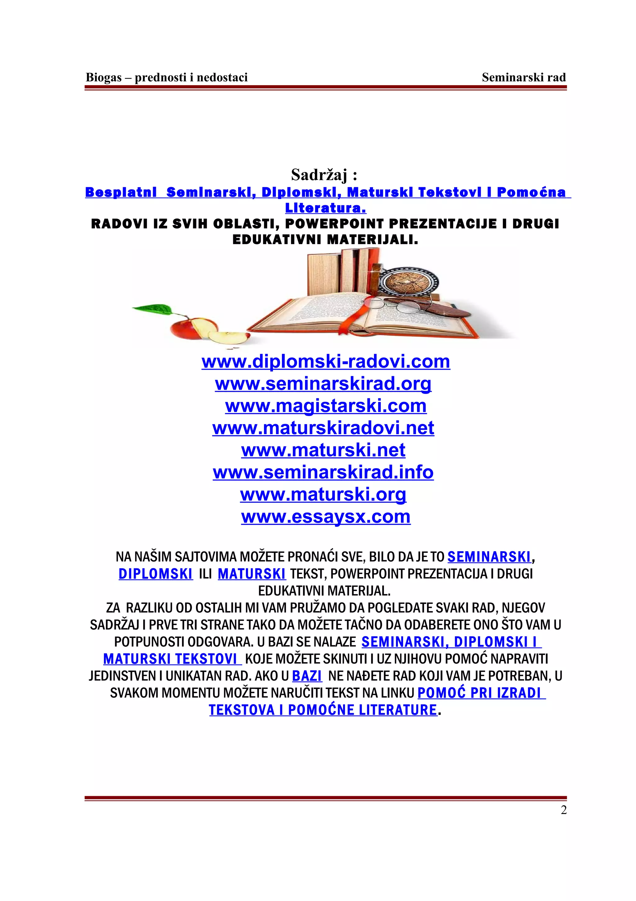 Biogas prednosti i nedostaci | DOC