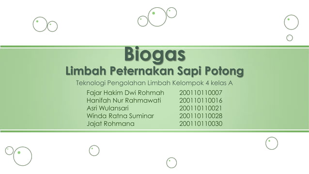 Proses Biogas Limbah Peternakan Sapi Potong (Biogas Process from Waste ...