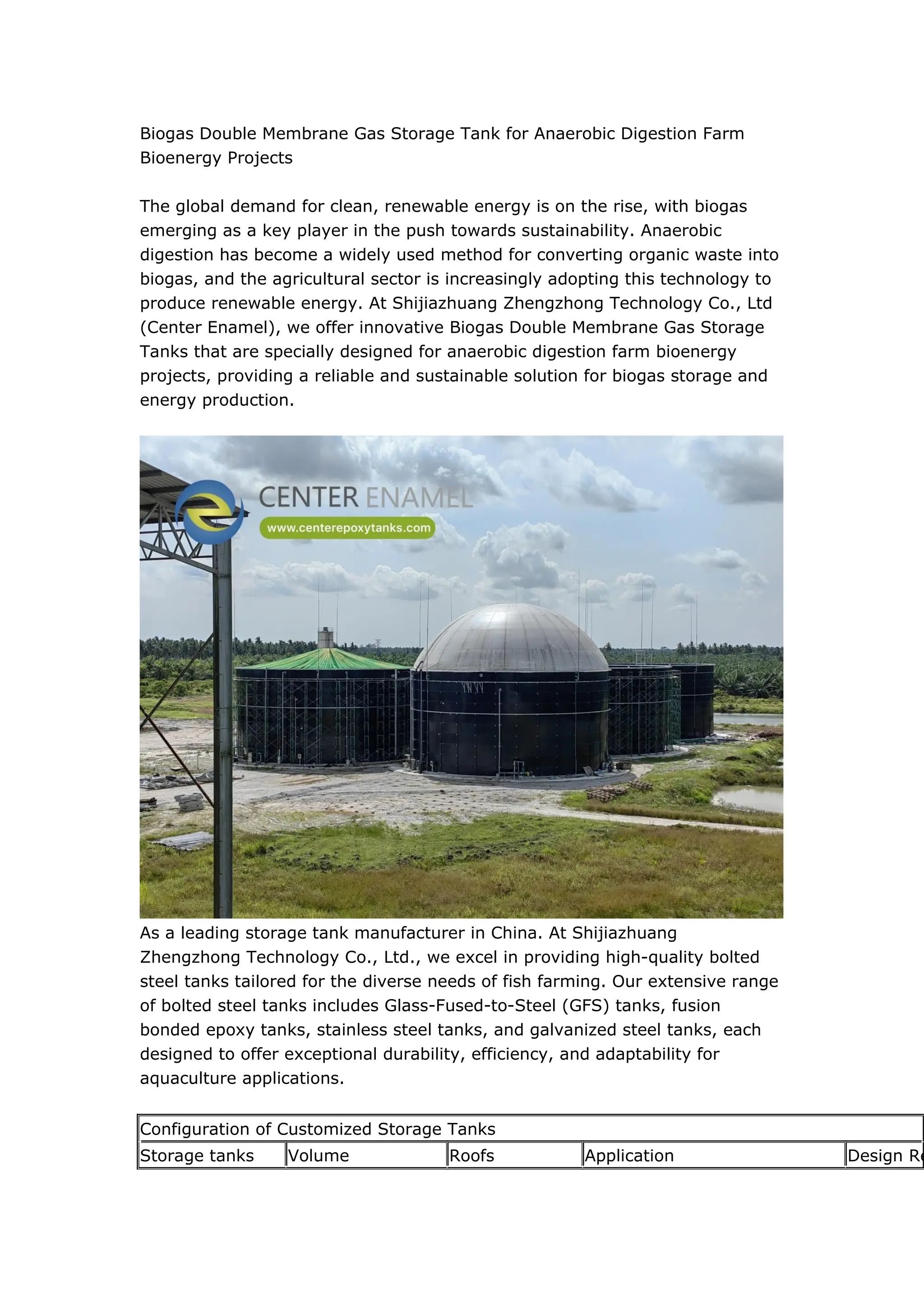 Biogas Double Membrane Gas Storage Tank for Anaerobic Digestion Farm ...