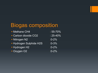 What is a biogas plant Types process advantages and disadvantages | PPTX