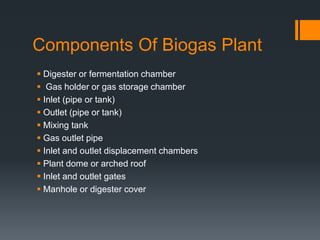 What is a biogas plant Types process advantages and disadvantages | PPT