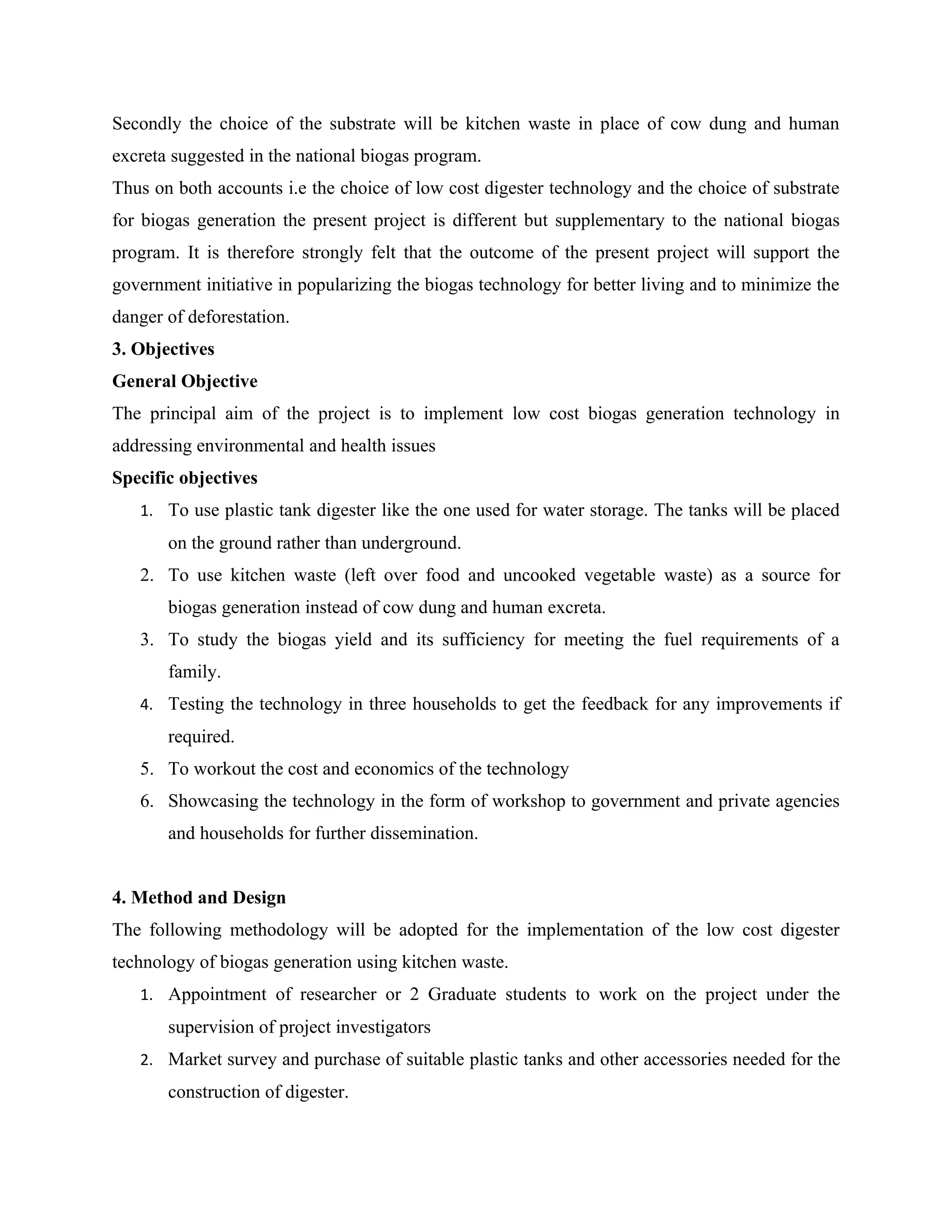 Biogas final project proposal submitted | DOC