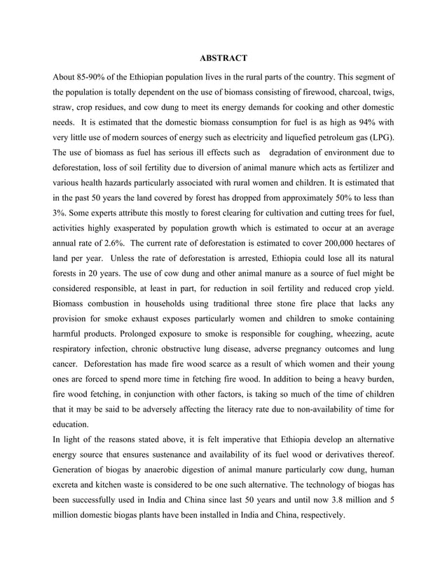 Biogas final project proposal submitted | DOC