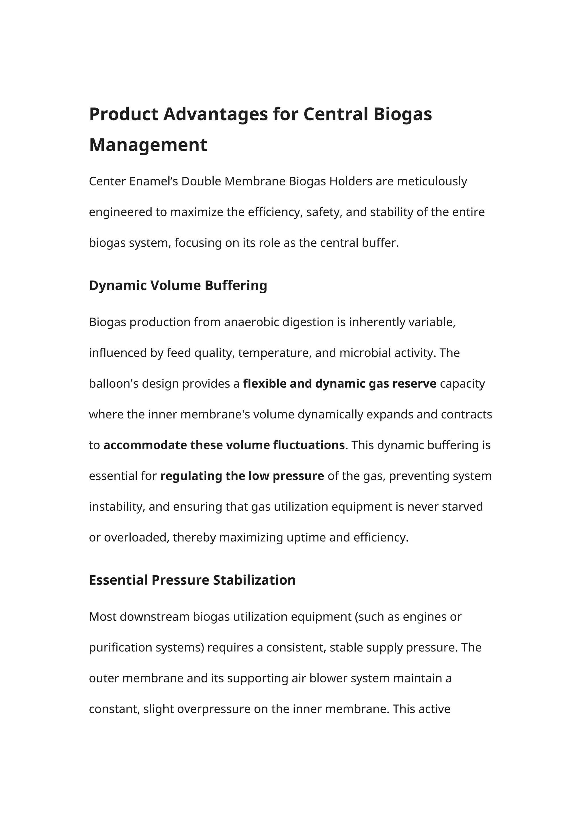 Biogas Holder for a Biogas Project Serves as the Central Storage Unit ...