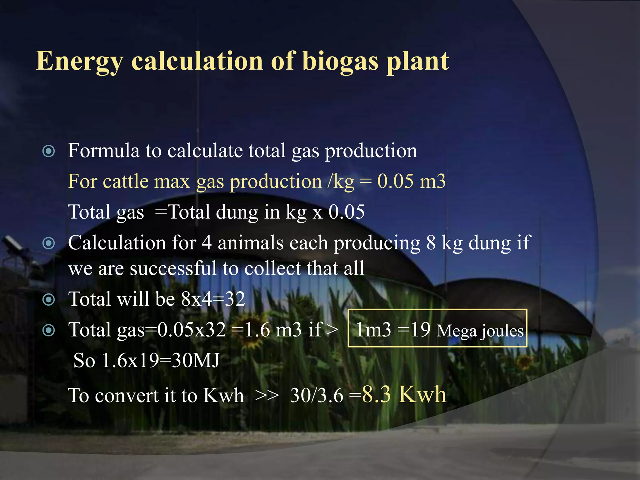 Biogas plant designs and engery calculations by ali saqlain | PPTX