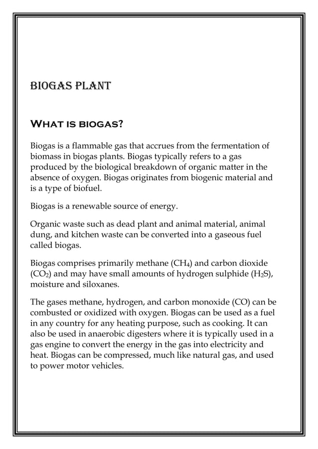 Biogas plant project | PDF