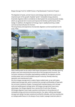 Biogas Storage Tank For UASB Process in Pig Wastewater Treatment ...