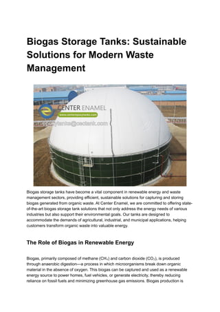 Biogas Storage Tanks_ Sustainable Solutions for Modern Waste Management ...