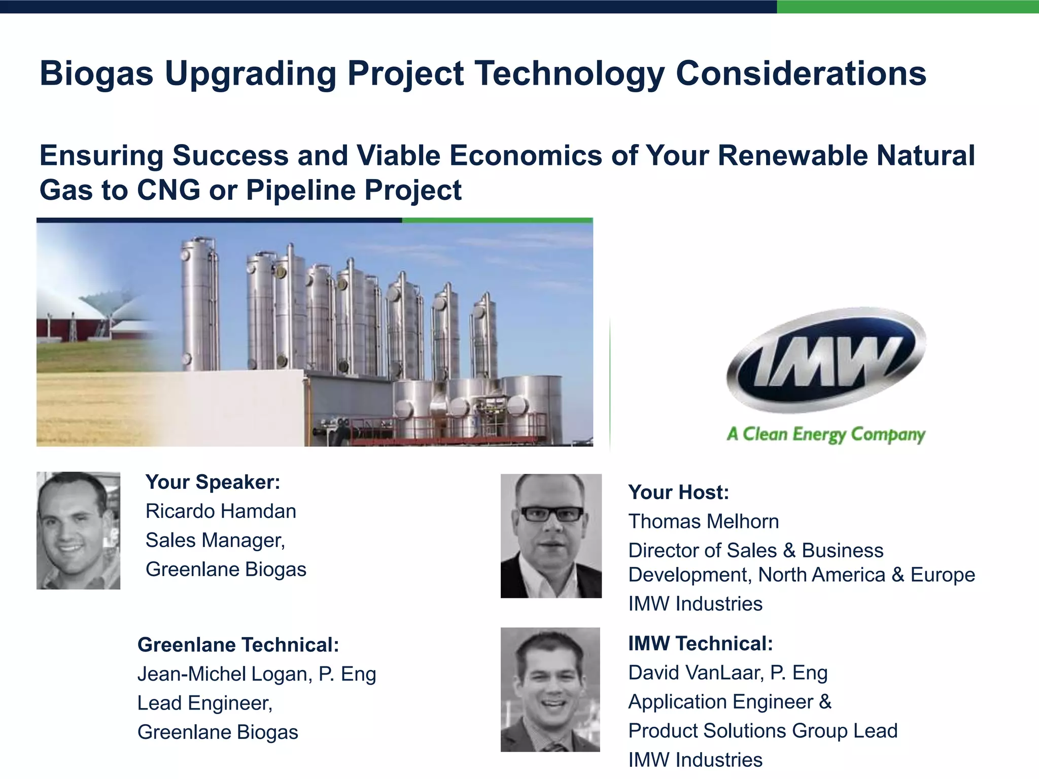 Biogas Upgrading Project Technology Considerations | PPTX