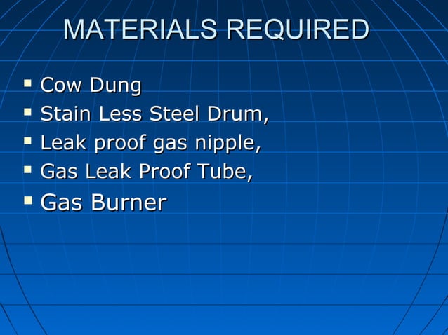 Bio gas using cow dung | PPT