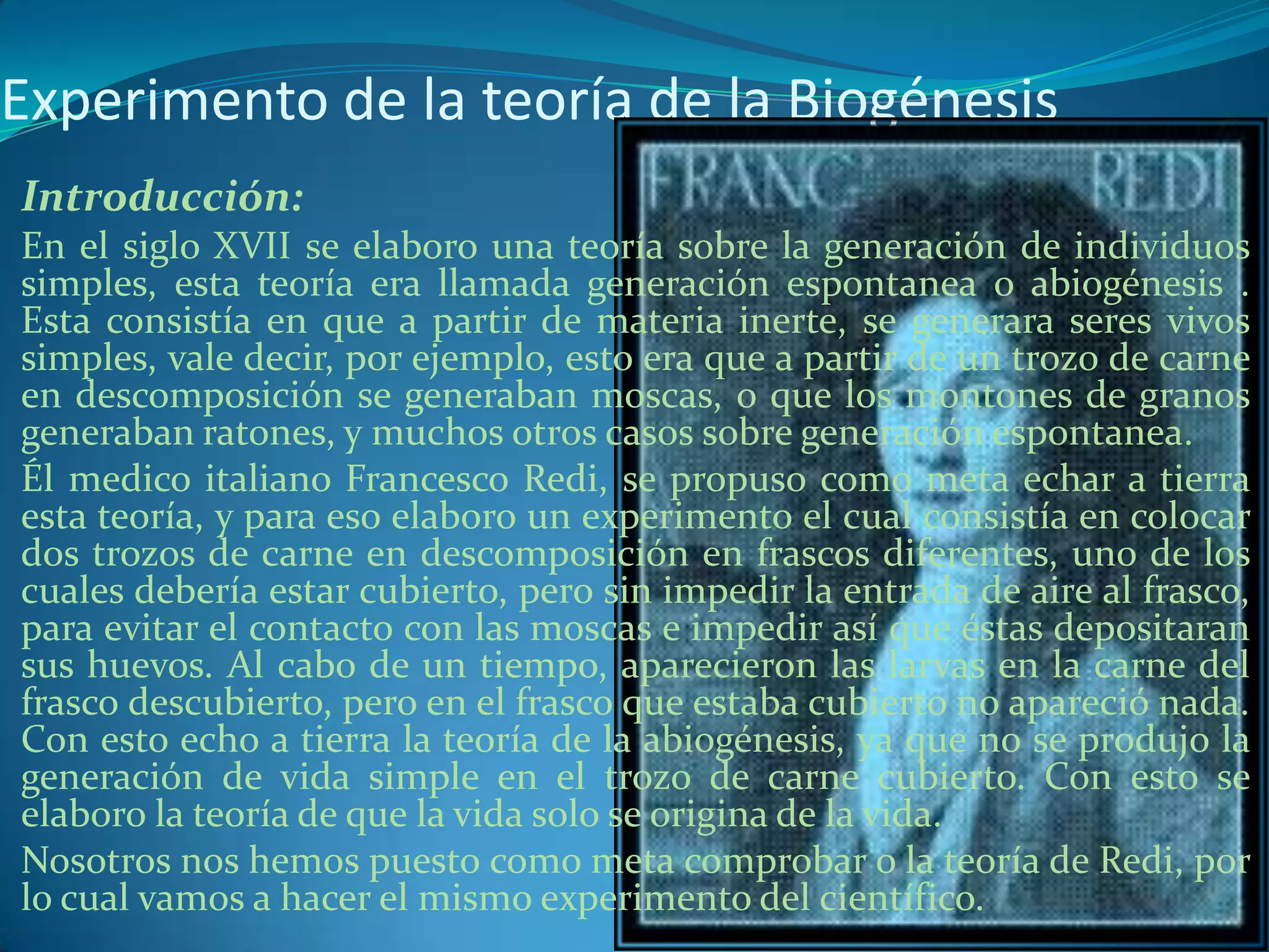 Experimento de la Biogénesis. | PPTX