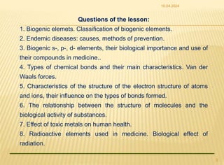 Biogenic elements.ppt about biogenesity and biogenetic elements | PPT