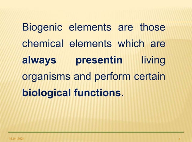 Biogenic elements.ppt about biogenesity and biogenetic elements | PPT | Chemistry | Science