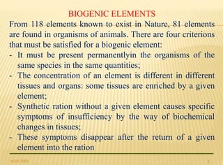 Biogenic elements.ppt about biogenesity and biogenetic elements | PPT