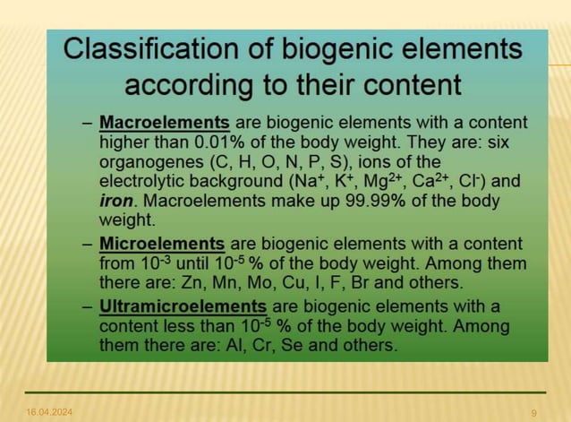 Biogenic elements.ppt about biogenesity and biogenetic elements | PPT | Chemistry | Science