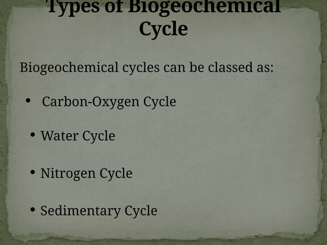 BIOGEOCHEMICAL-CYCLE - ENVIRNMENTAL SCIENCE | PPT