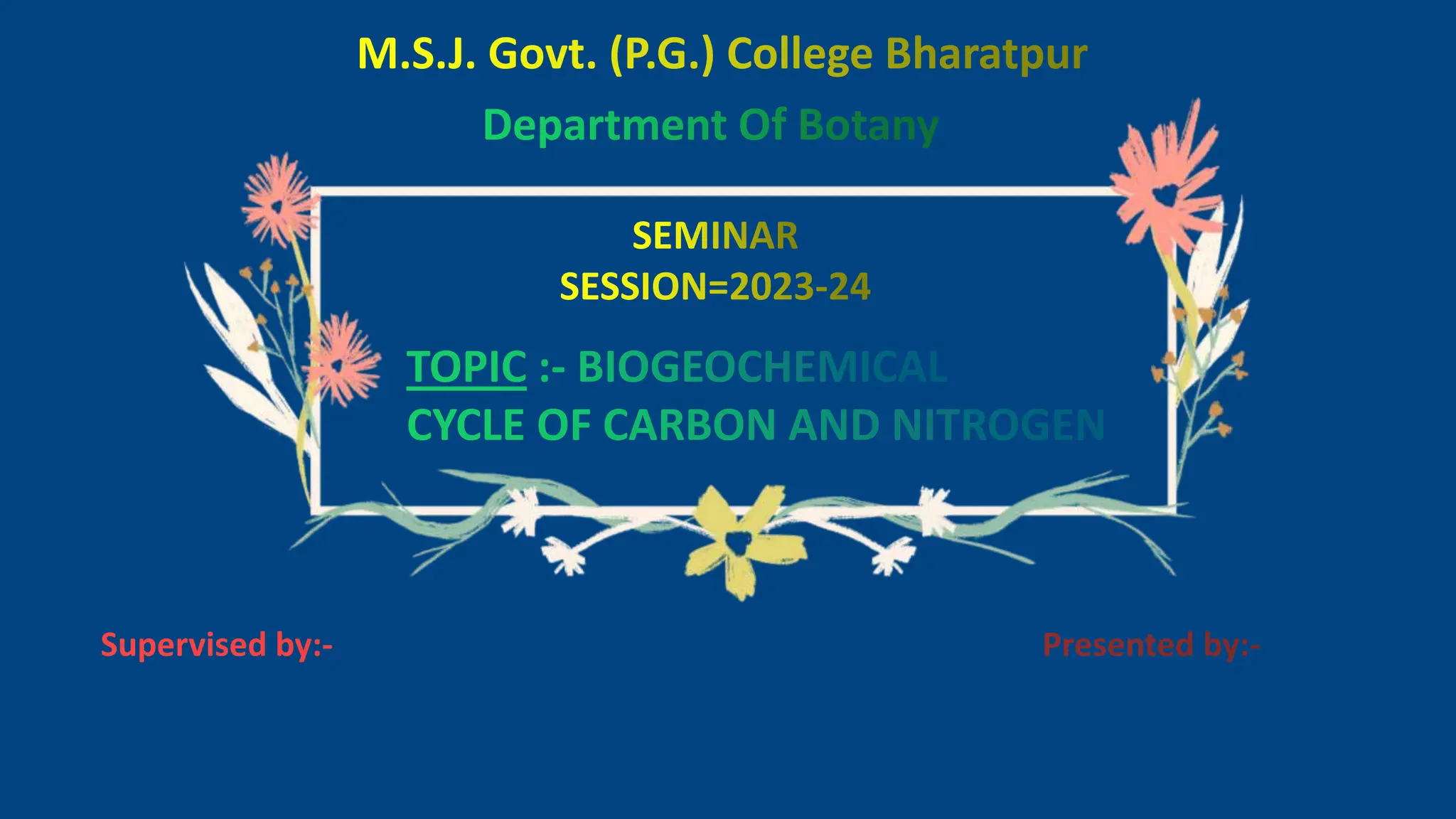 BIOGEOCHEMICAL CYCLE of carbon and nitrogen JK | PPT