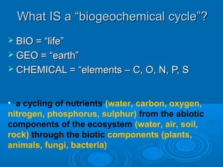 Biogeochemical cycles | PPT