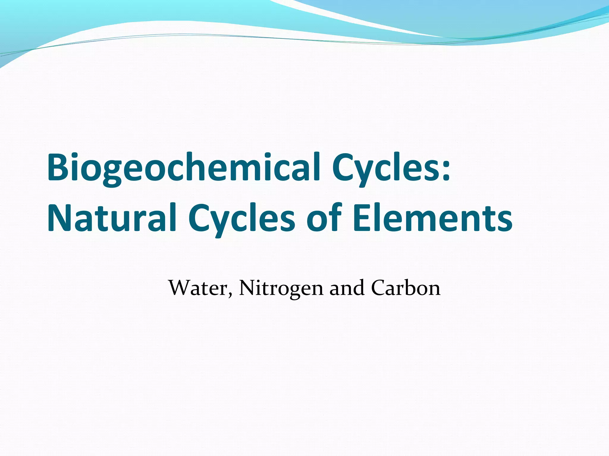 Biogeochemical Cycles Natural Cycles Of Elements Ppt