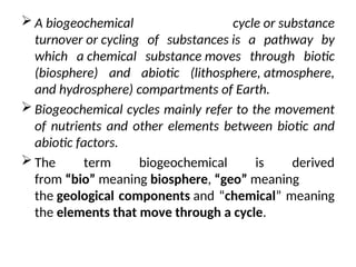 Biogeochemical Cycles - Hydrological Cycle, carbon and Nitrogen,.ppt