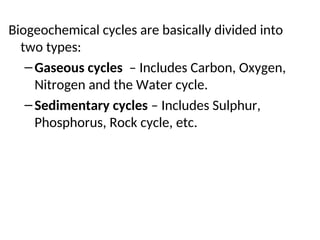 Biogeochemical Cycles - Hydrological Cycle, carbon and Nitrogen,.ppt