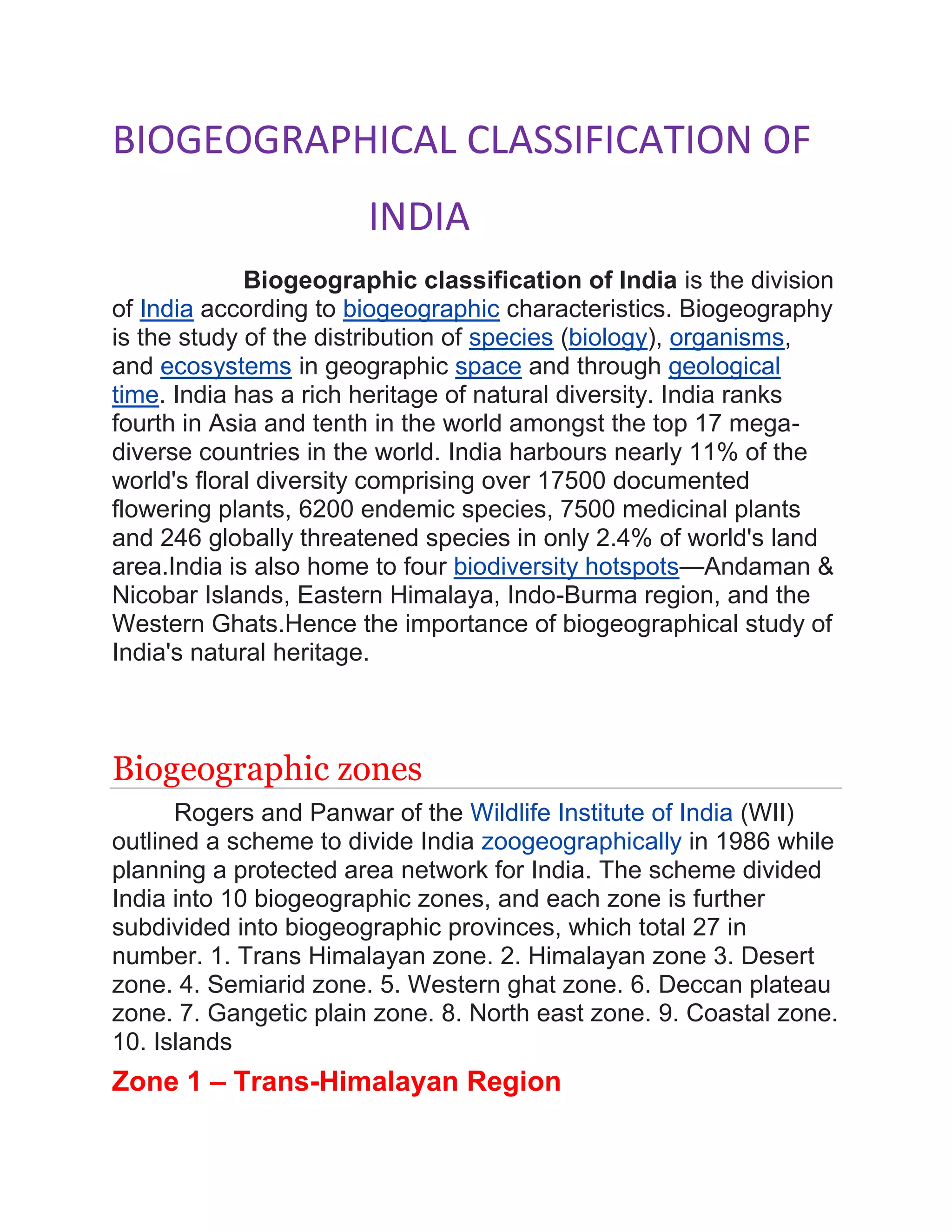 BIOGEOGRAPHICAL CLASSIFICATION OF INDIA.docx | Asia Travel | Travel ...