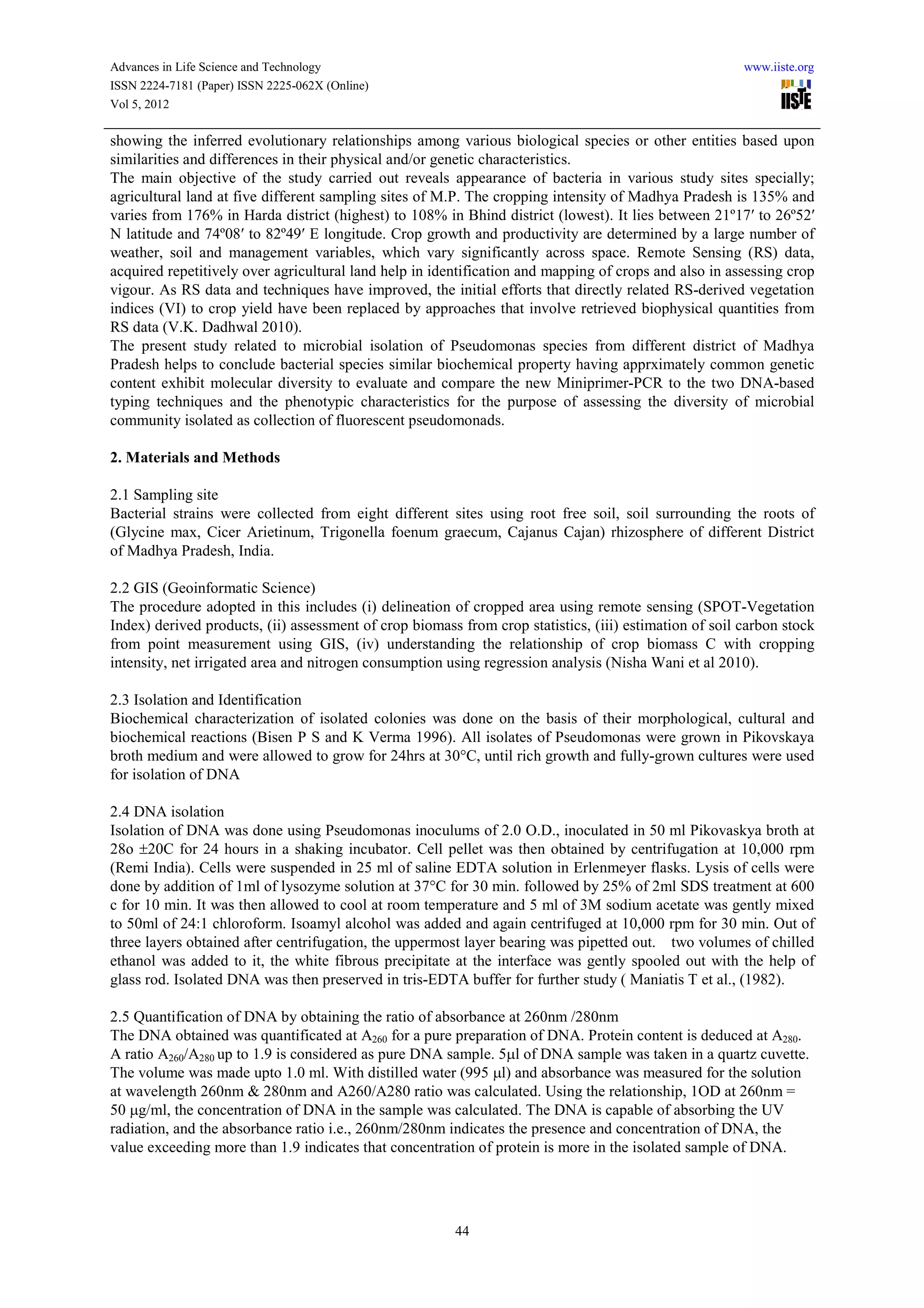 Biogeography and polyphasic approach of pseudomonas strains from ...
