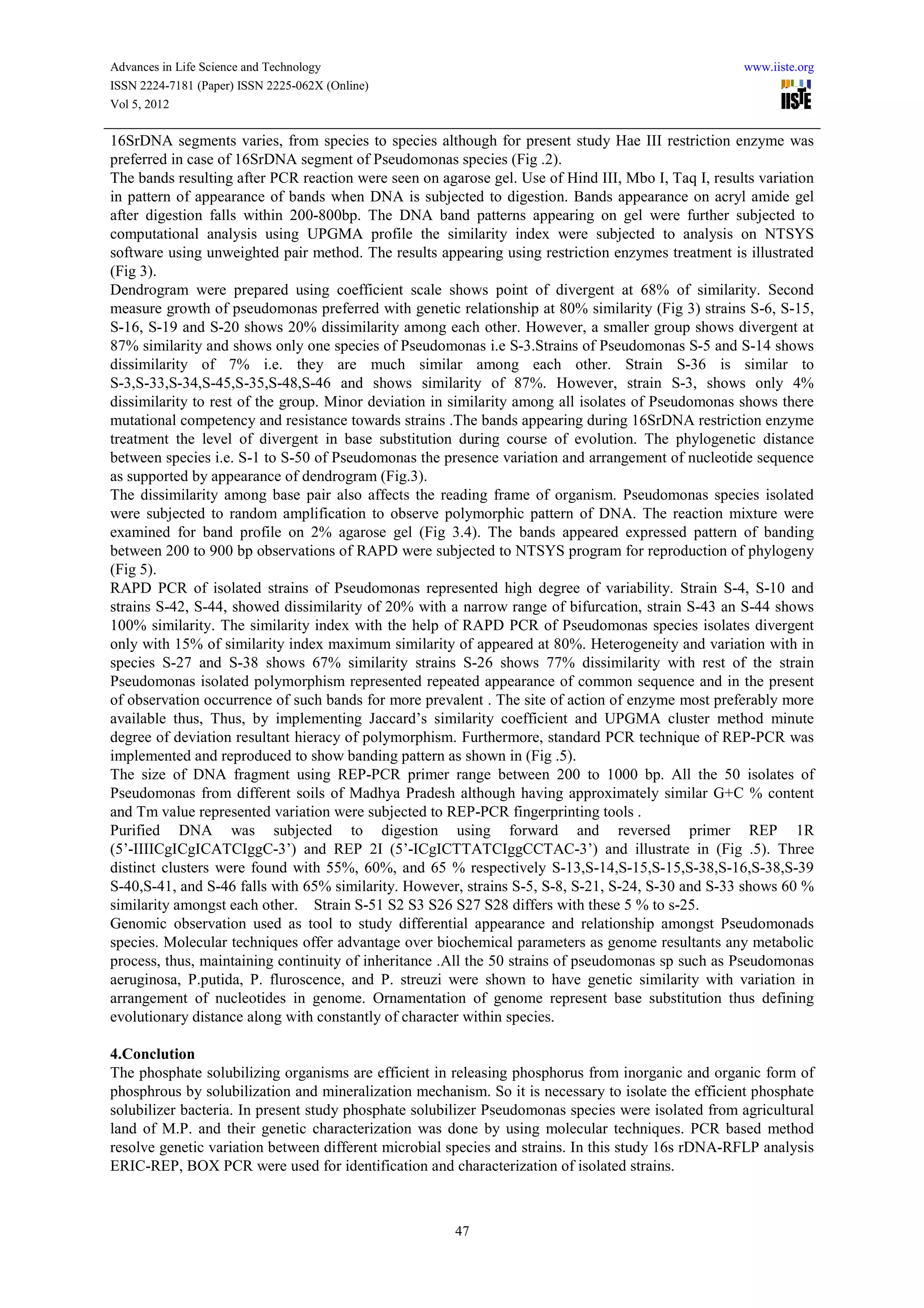 Biogeography and polyphasic approach of pseudomonas strains from ...