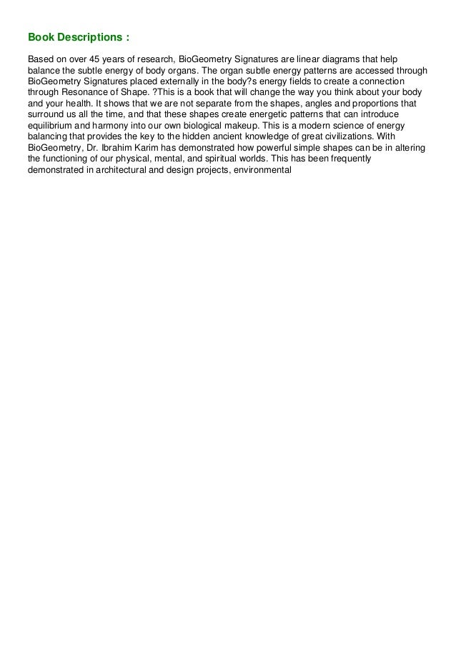 BioGeometry Signatures: Harmonizing the Body's Subtle Energy Exchange ...