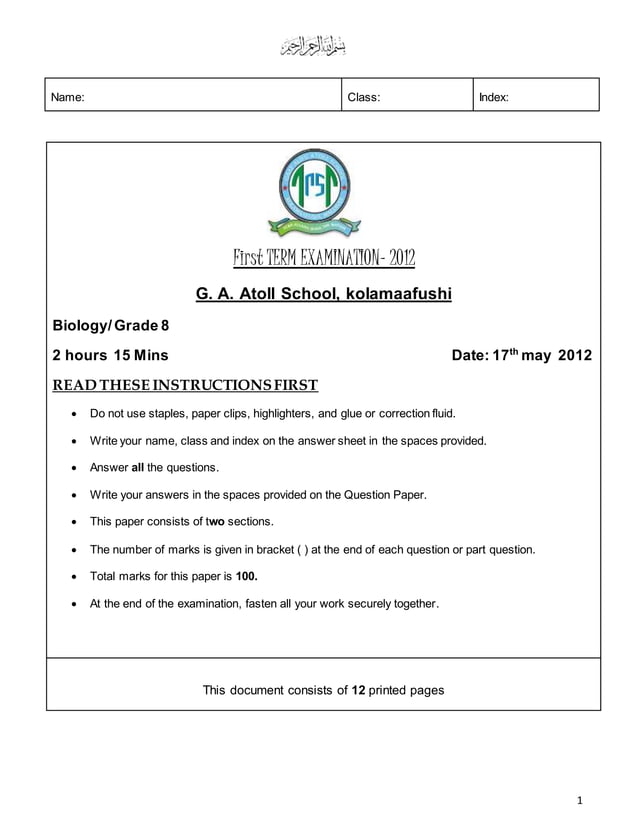 Bio grade 8 copy | DOCX | Chemistry | Science