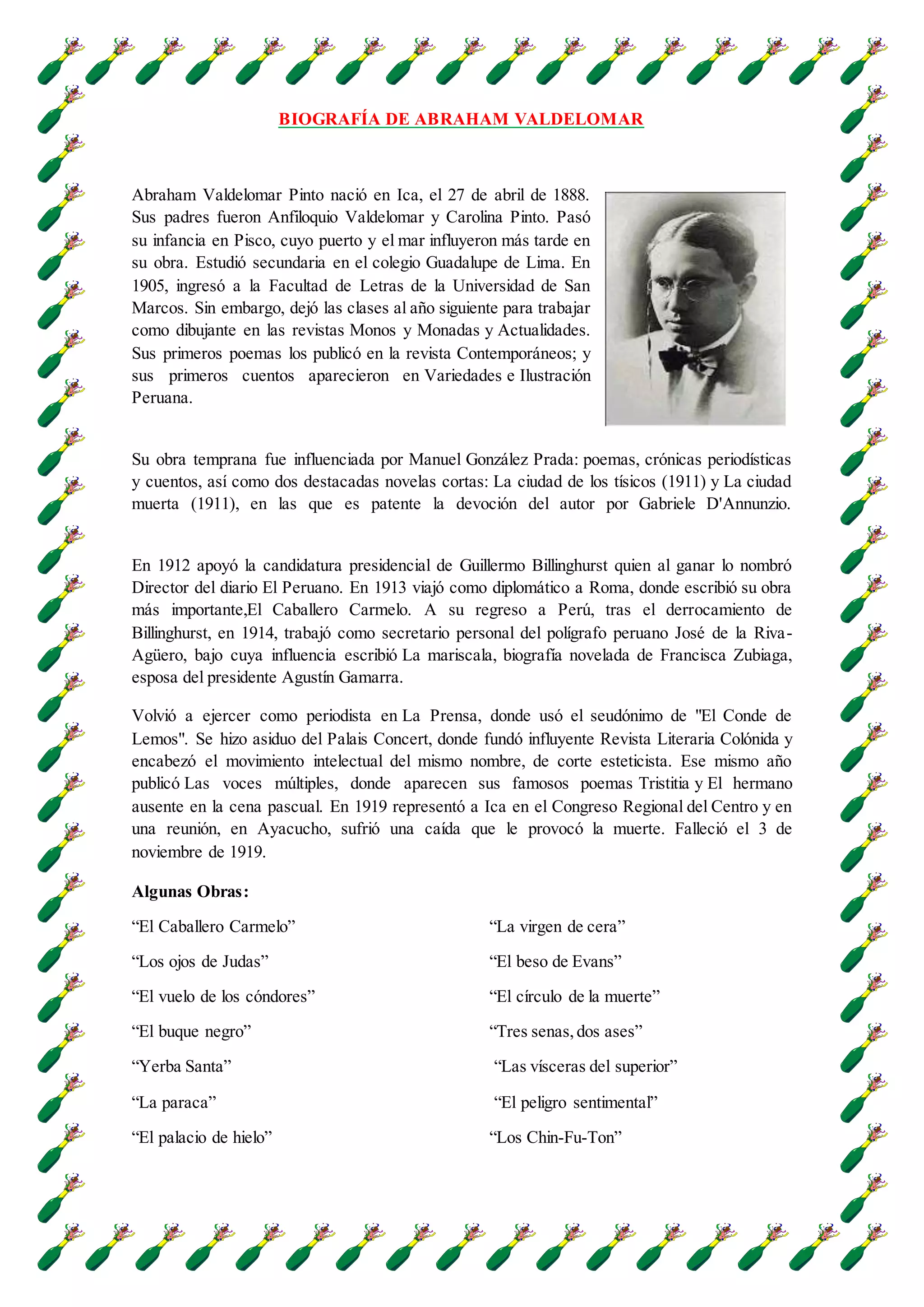 Biografía de abraham valdelomar | DOCX