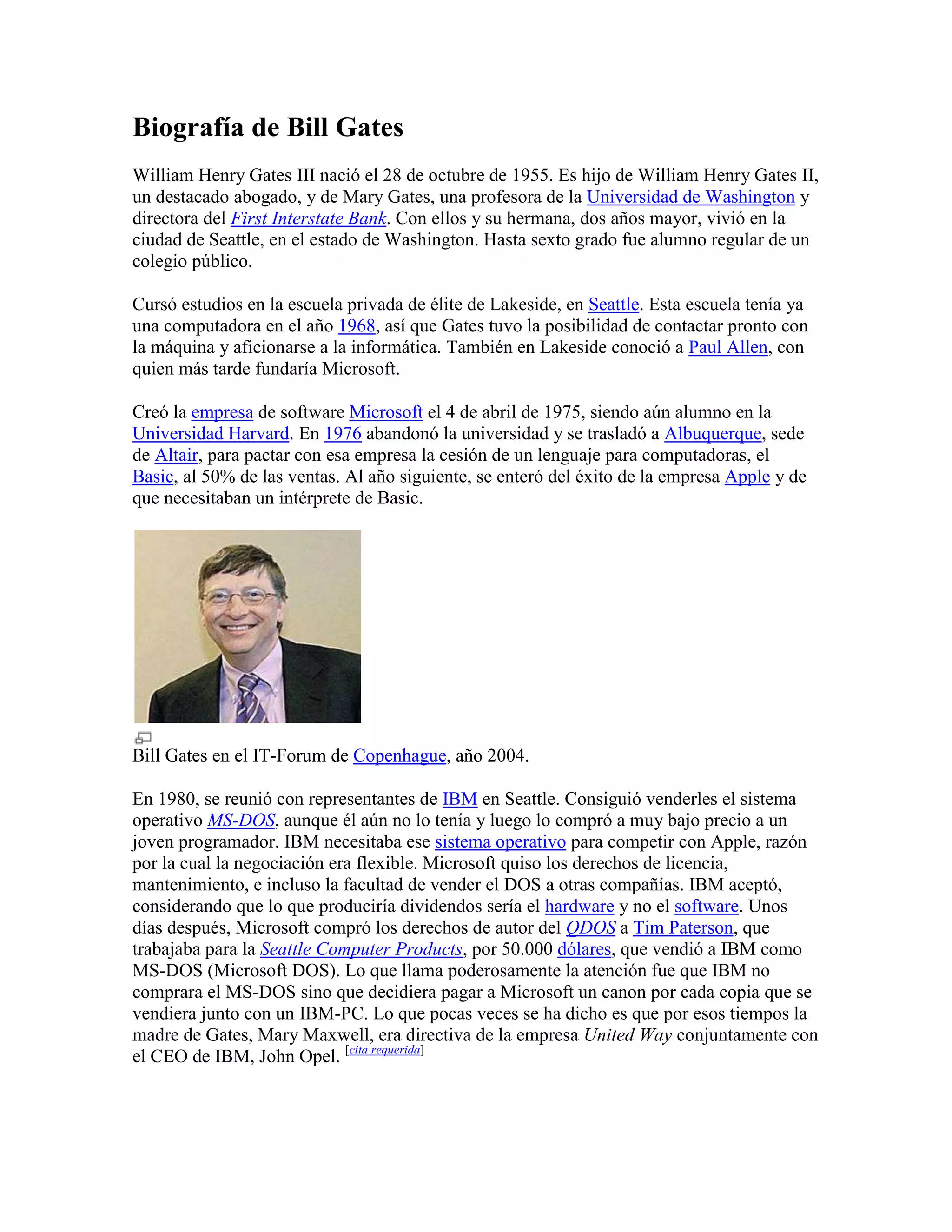 Biografía de bill gates | DOCX