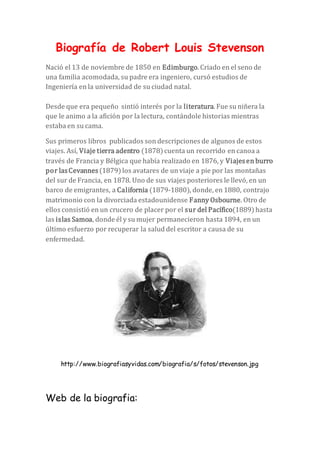 Biografía de robert louis stevenson | DOCX