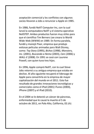 Biografía de steve jobs | PDF