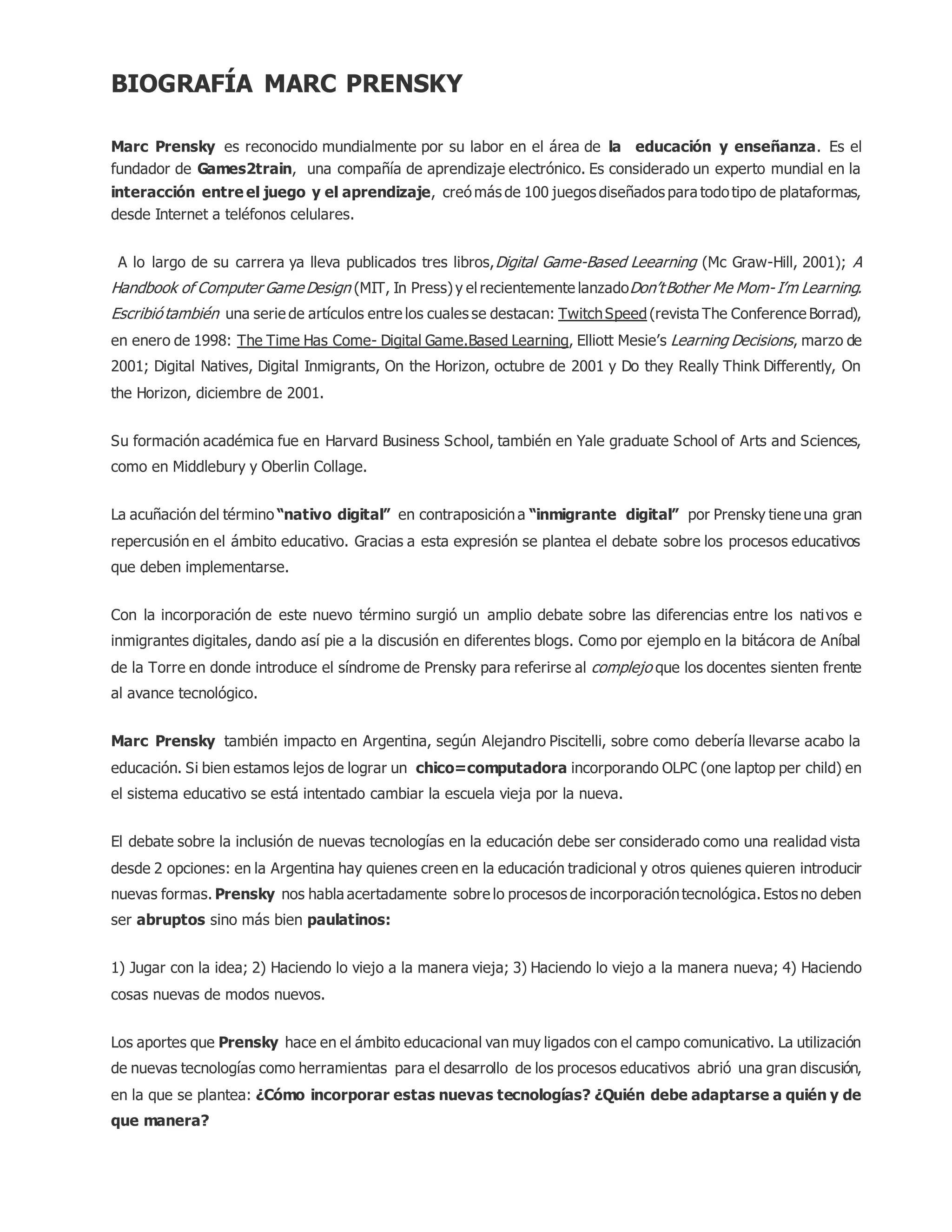 Biografía marc prensky | DOCX