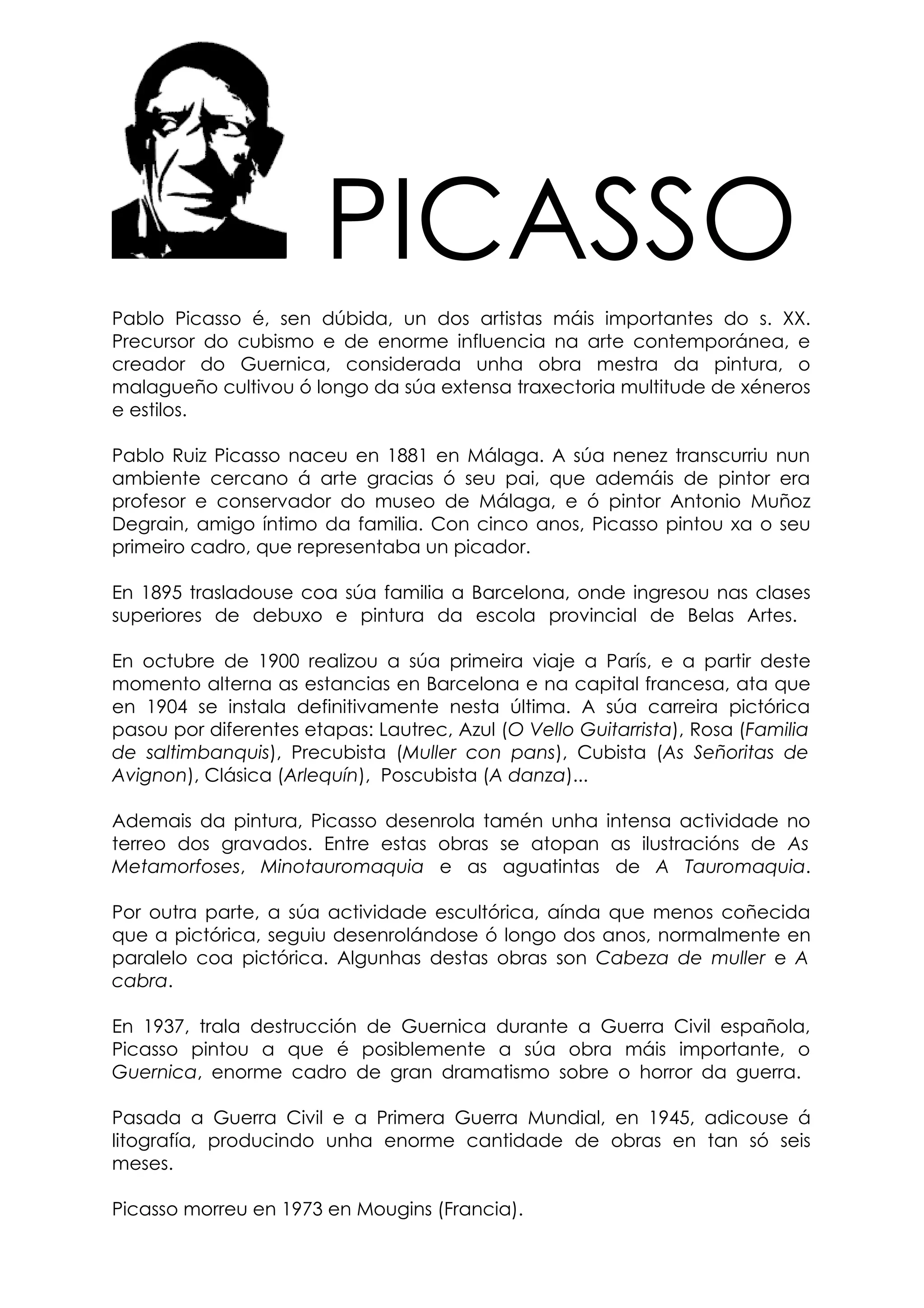 BiografíA Picasso | PDF