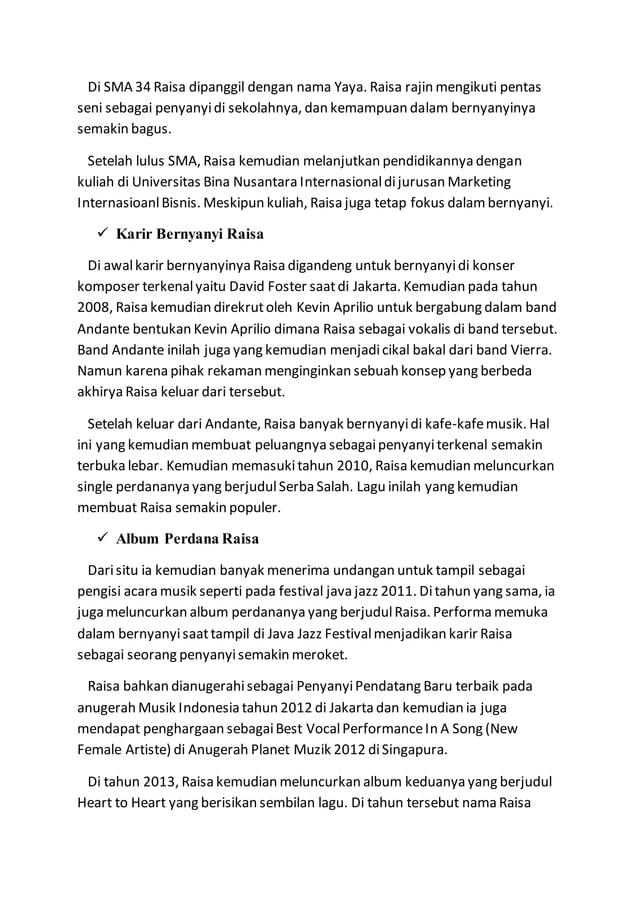 Biografi Raisa | PDF