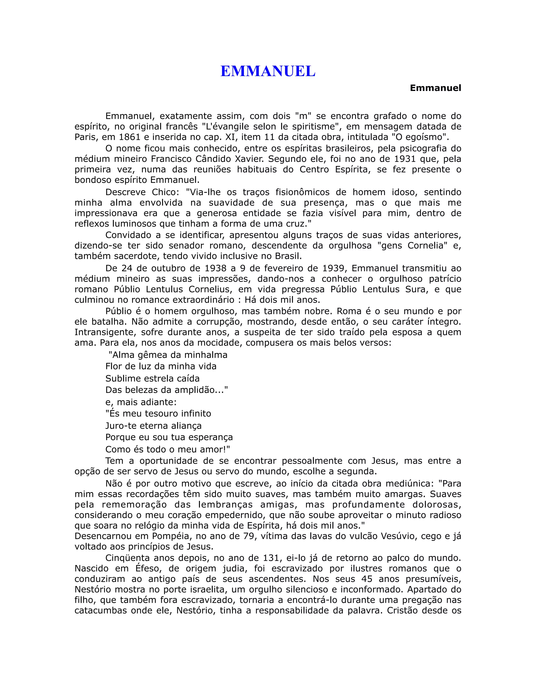 Biografia de emmanuel chico xavier | PDF