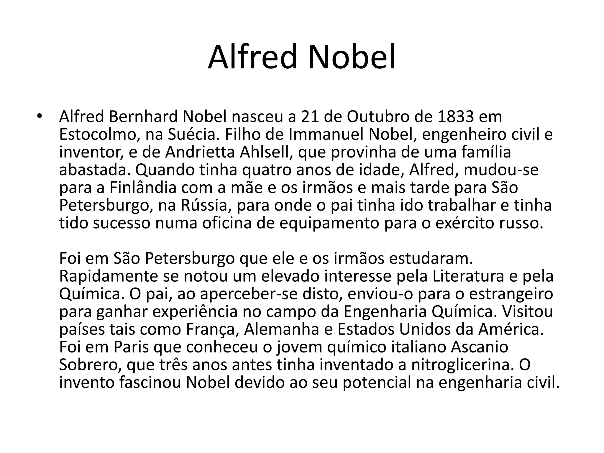 Biografia de alfred nobel | PPTX