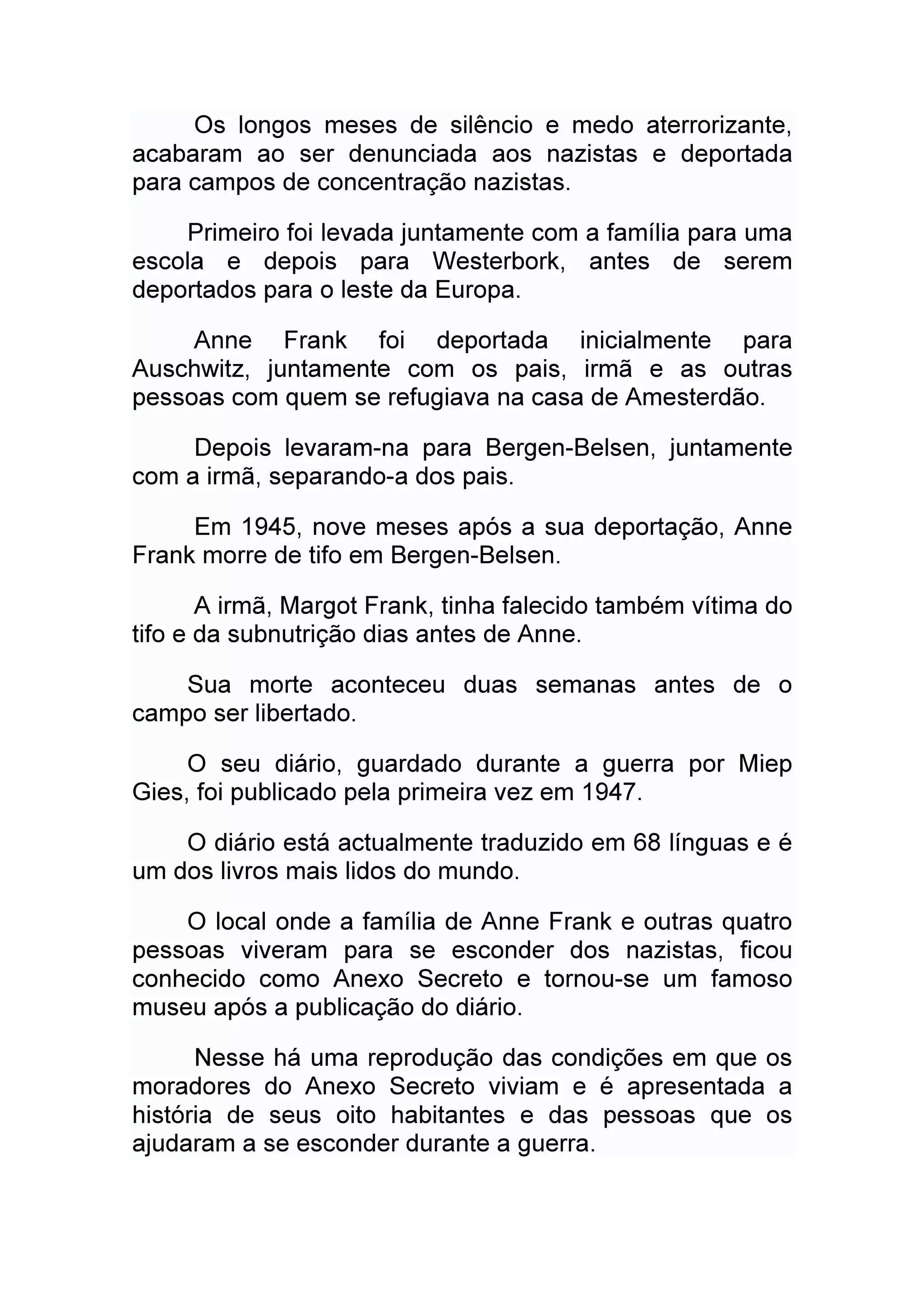 Biografia de anne frank | PDF