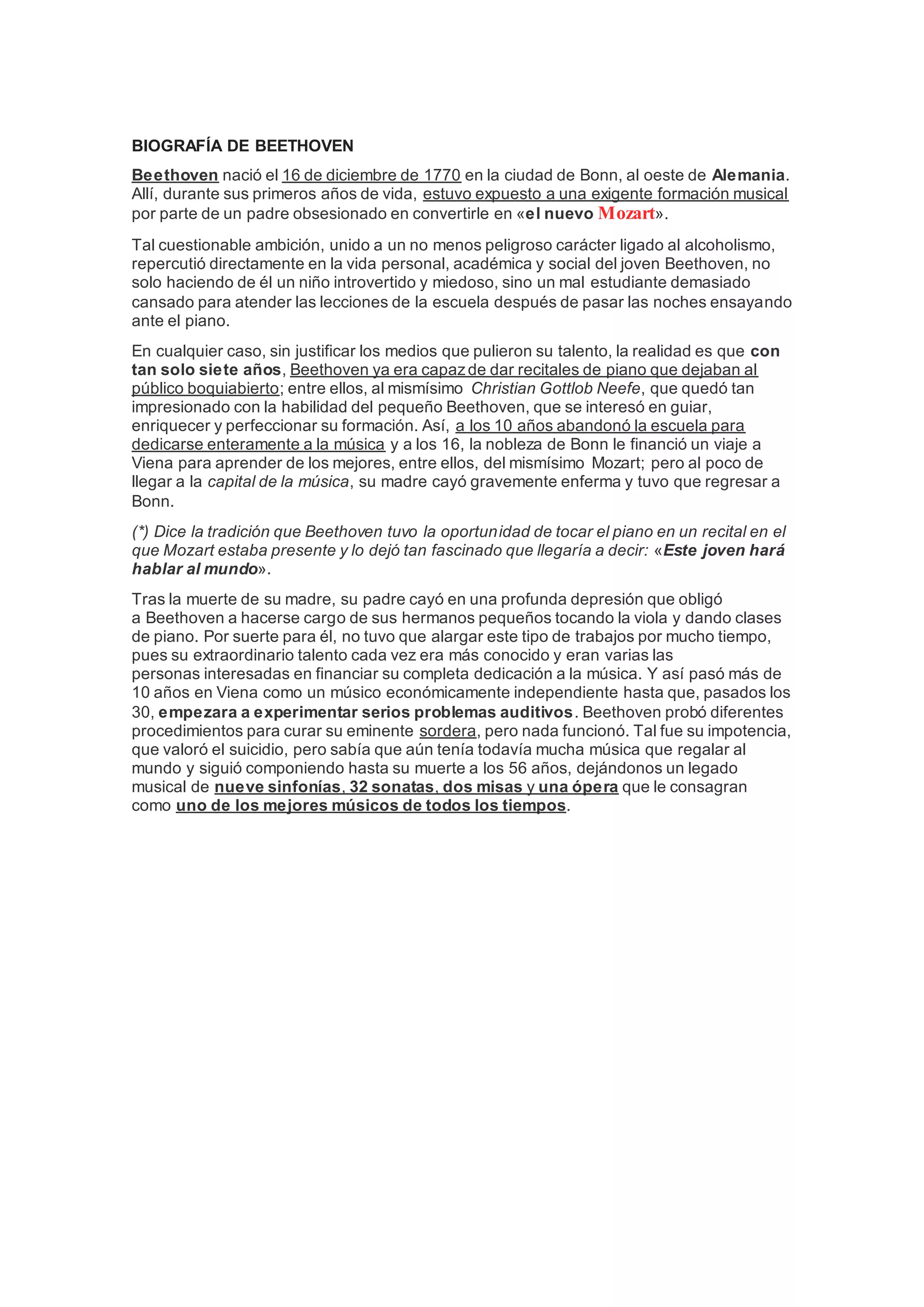 Biografia de beethoven | DOCX