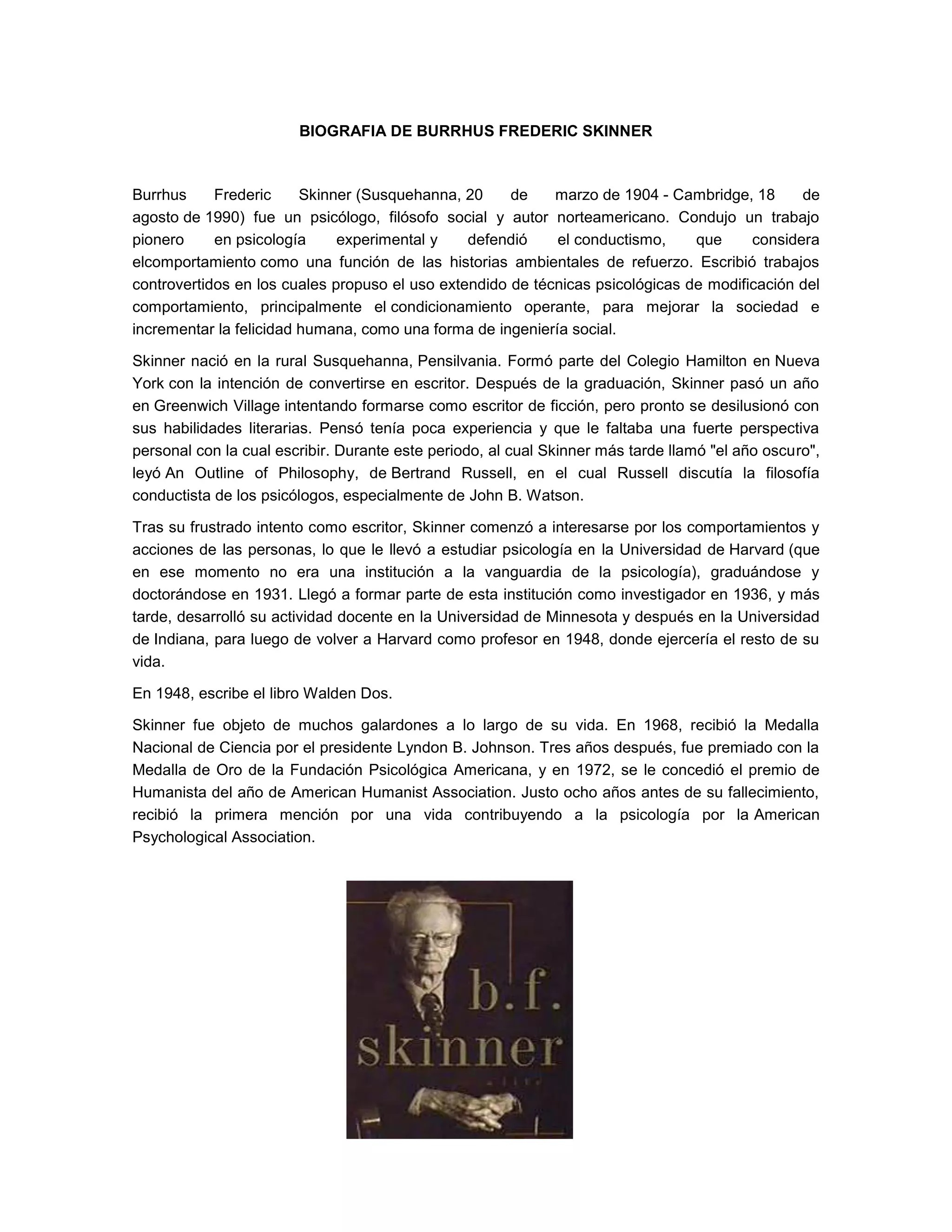 Biografia de burrhus frederic skinner | PDF