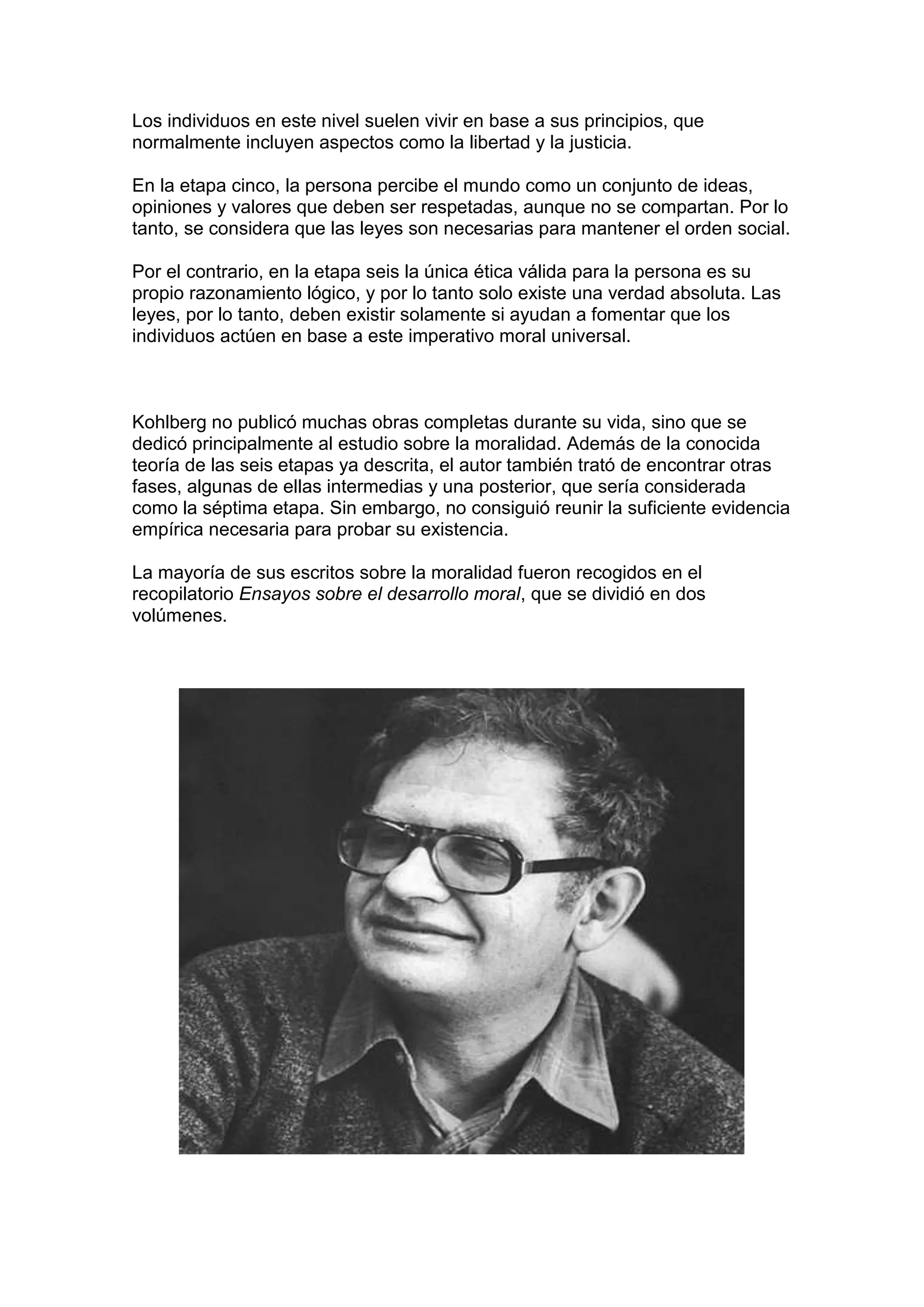 BIOGRAFIA DE LAWRENCE KOHLBERG y su vida | PDF
