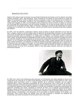 Biografia De Lenin | DOCX